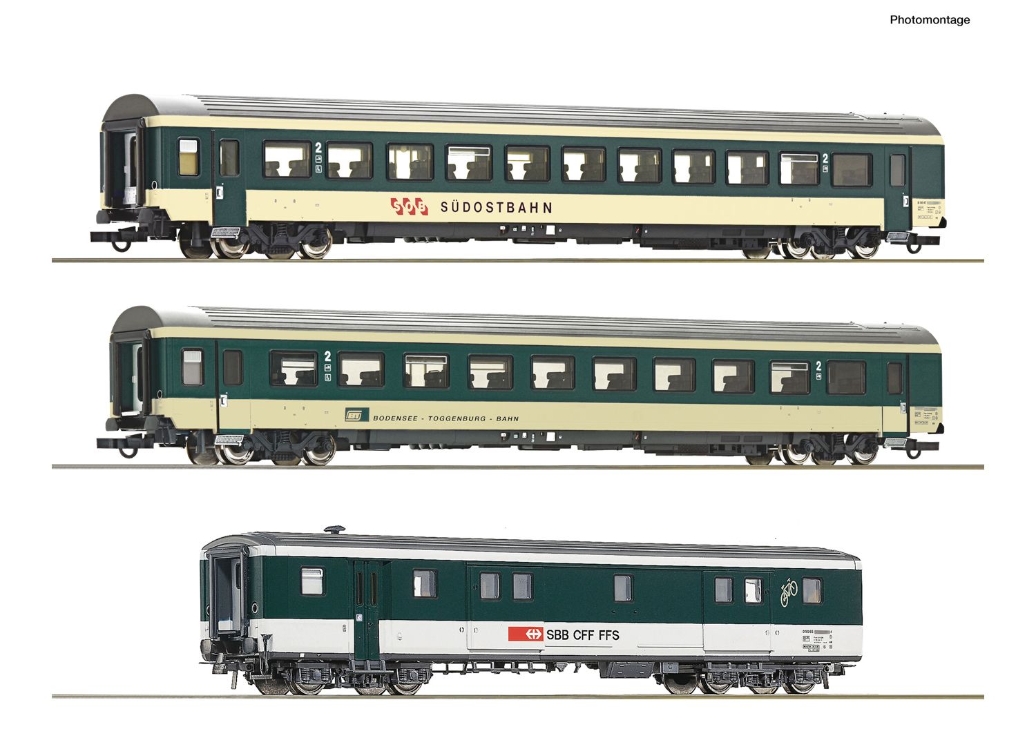 Roco 6200212 SOB/BT/SBB Set 1: 3-tlg. Reisezugwagen Voralpen-Express