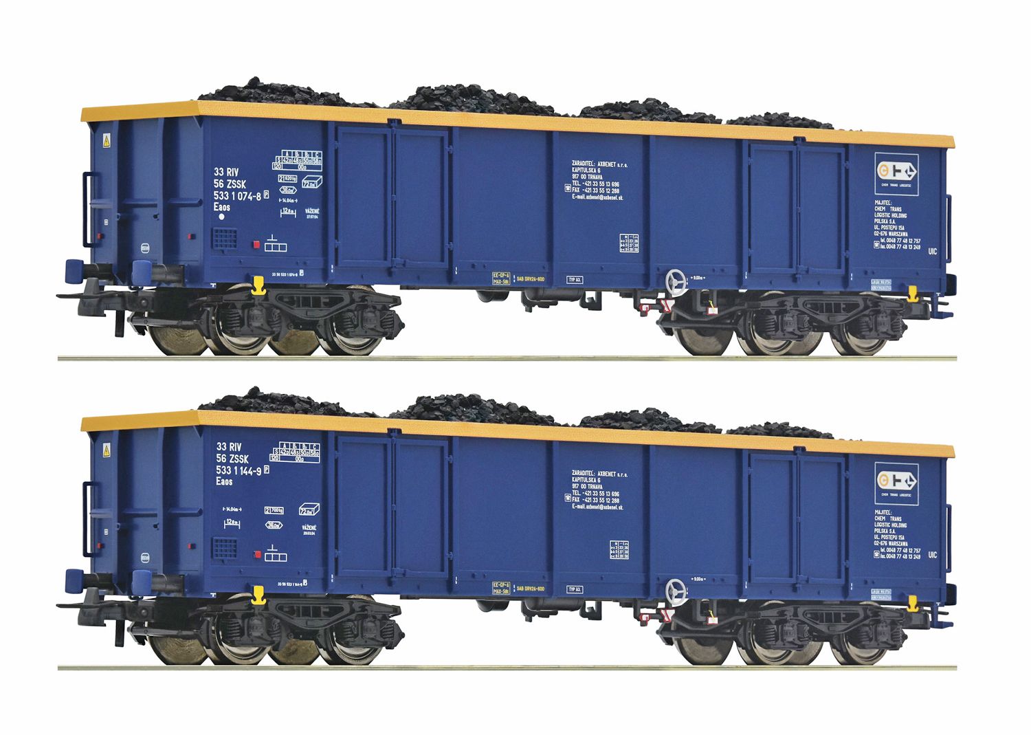 Roco 76086 Set 2-tlg. offene Güterwagen Chem Trans Logistic